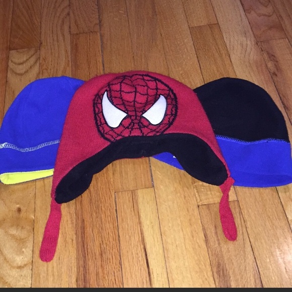 Accessories | 3 Hats Spiderman Hat And Blue Black Hats | Poshmark